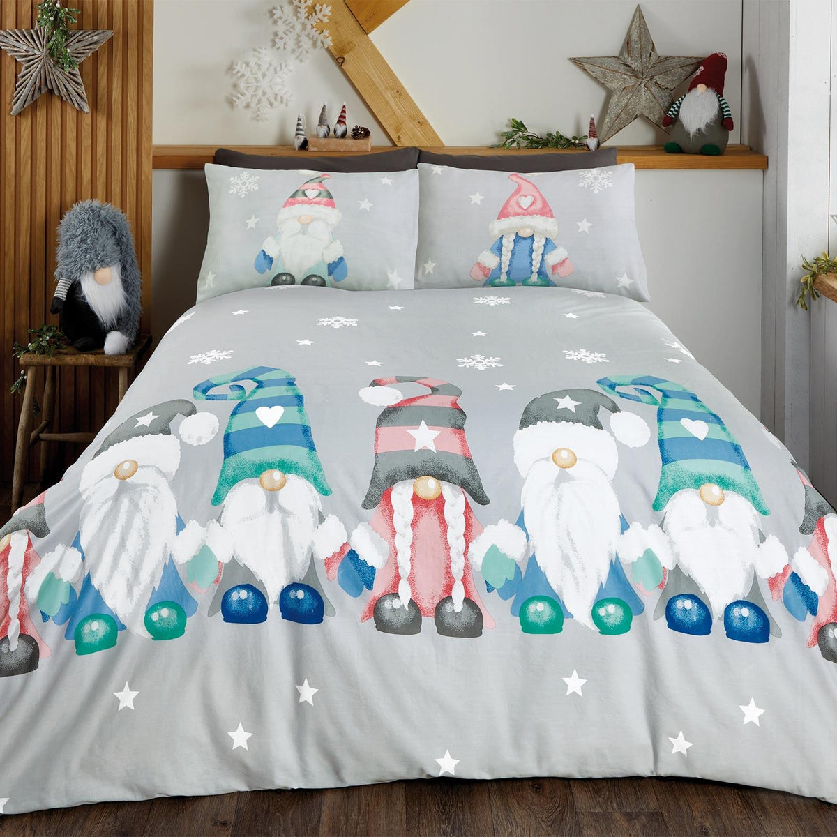 Gonk Christmas Duvet Cover Set | Reversible Scandi Bedding – Ideal Textiles