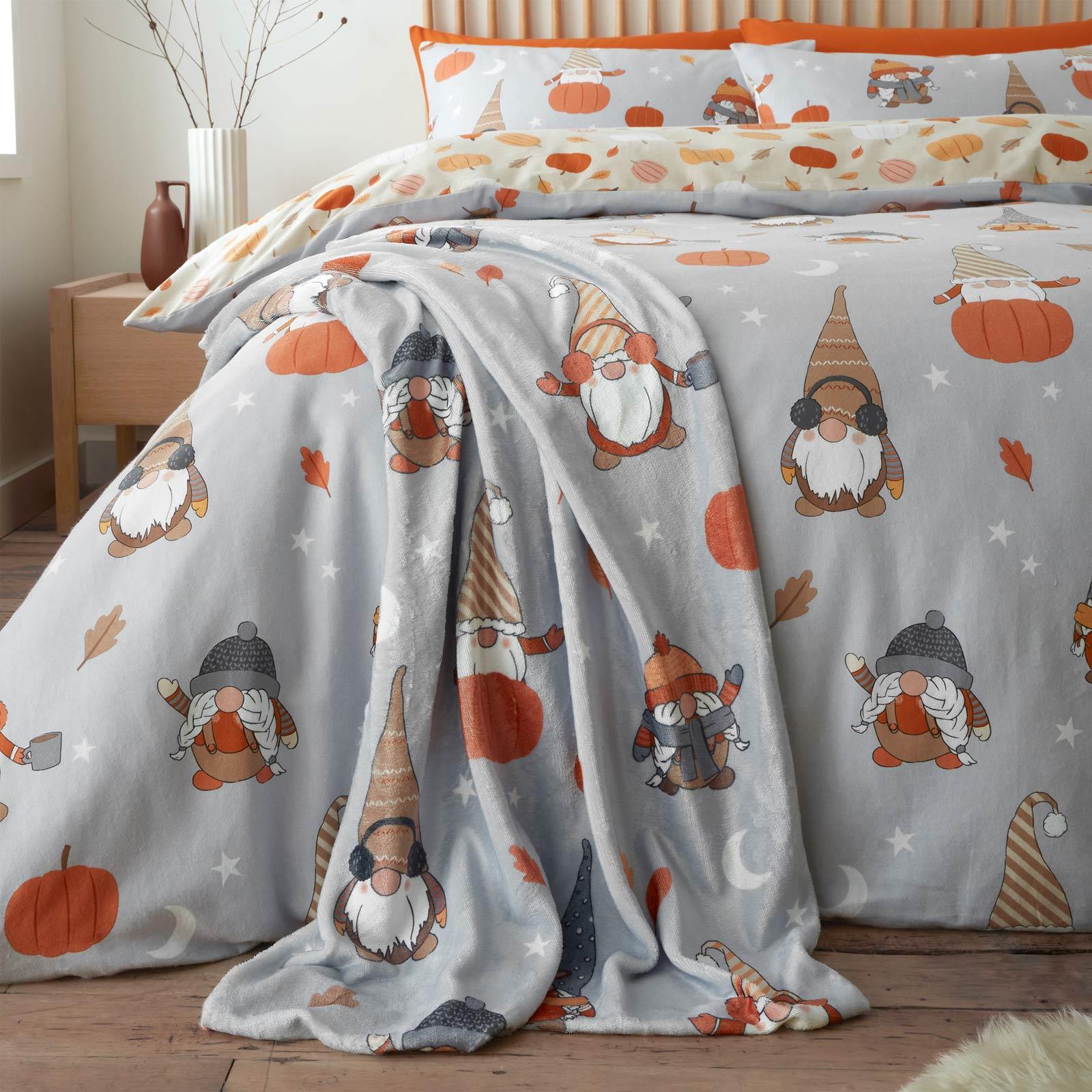 Brushed Autumn Gonks Cosy Throw Grey – Ideal