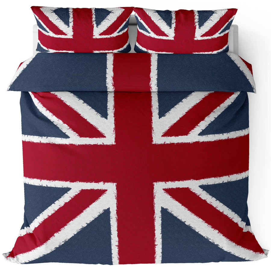 Vintage Denim Union Jack Duvet Cover Set in Red, White, Blue – Ideal ...