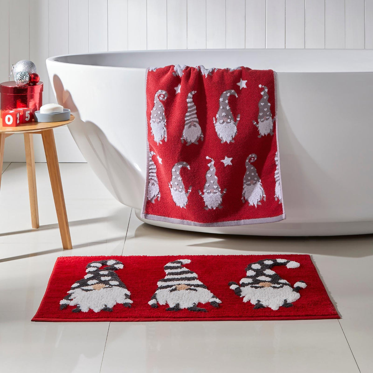 Fusion Christmas Gonk Cotton Bath Mat 50x80cm Anti-Slip – Ideal Textiles