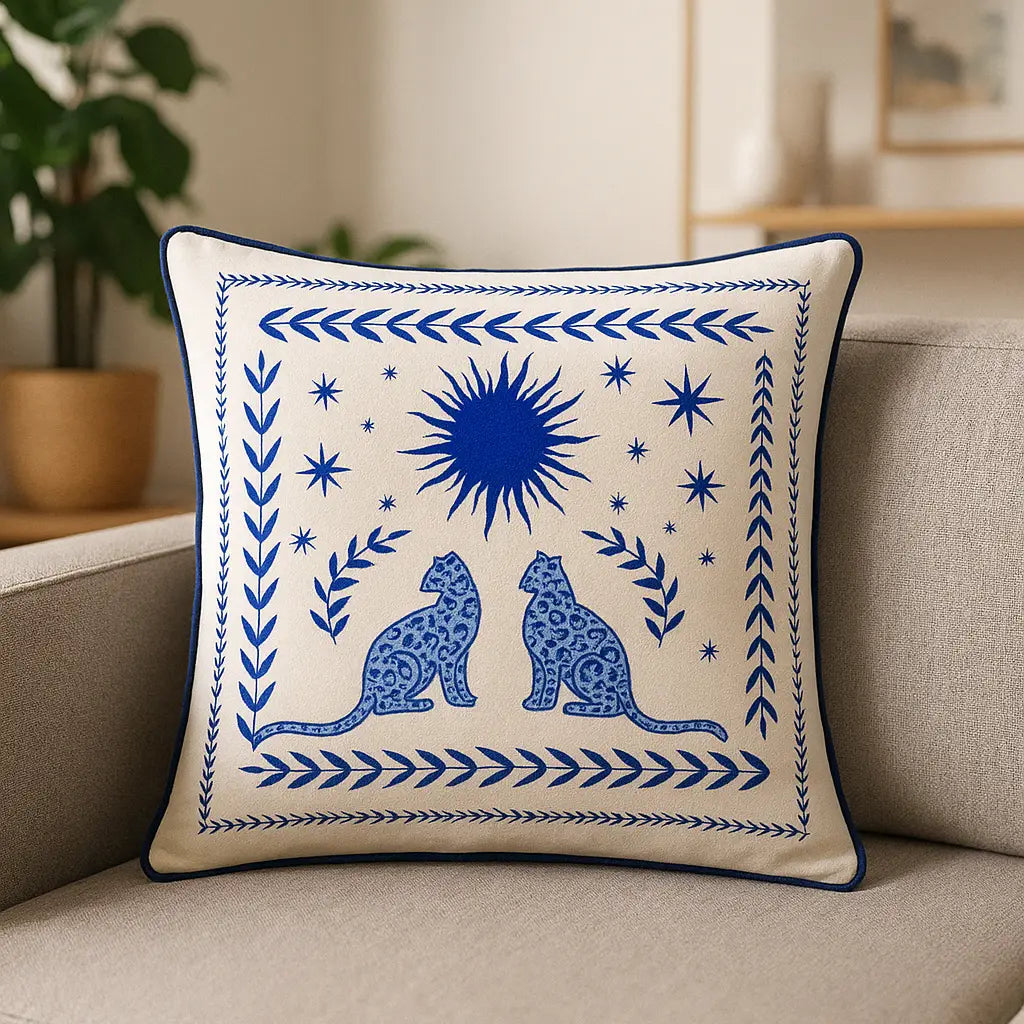Frieze Greek Islands Velvet Cushion Cover 43cm - UK – Ideal Textiles